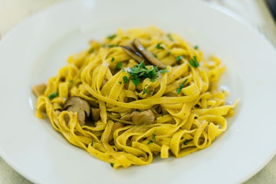 Pasta with king oyster mushrooms