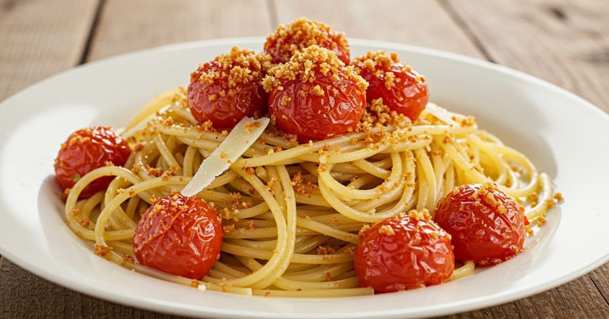Pasta estiva con Pomodorini e Pane Tostato: Ricetta Facile e Veloce