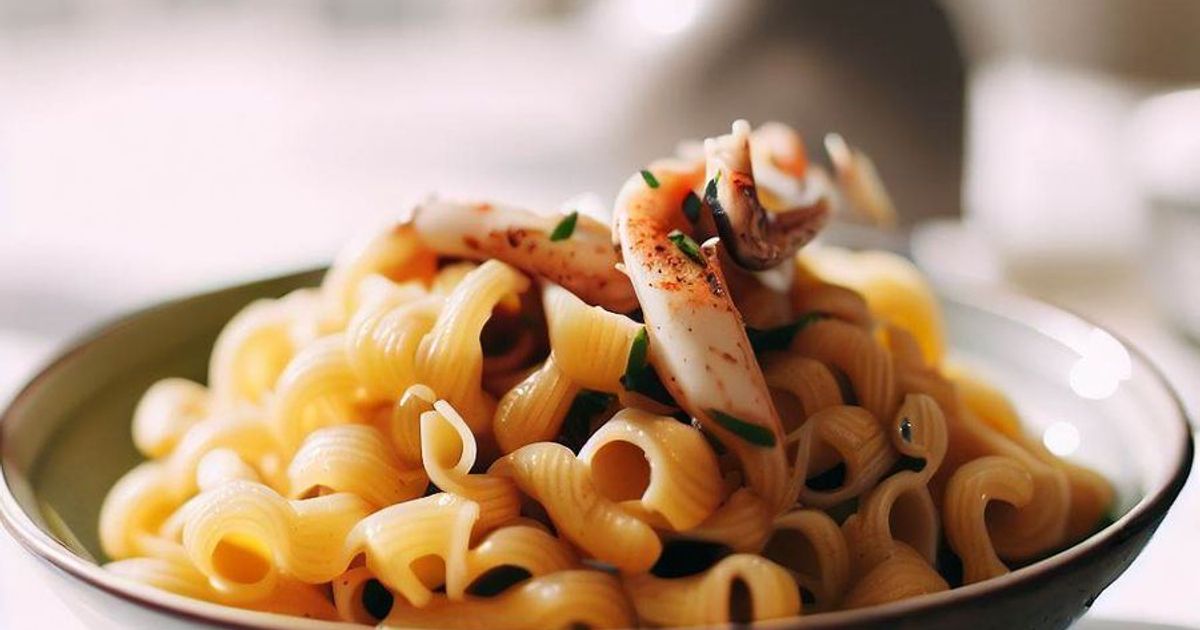 Pasta con calamaretti, rucola e pomodorini